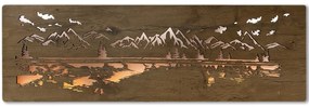 Li-Go "Jezero" světelný obraz s baterií 120x40cm varianta: ovládání na obraze bez dálkového ovladače, provedení: dub světlý