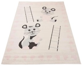 Dětský kusový koberec Myšky krémově růžový 140x200cm