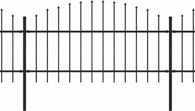 Zahradní plot s kopím nahoře ocelový 1673 x 125 cm černý 277730
