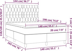 Box spring postel s matrací krémová 140x190 cm textil 3142014