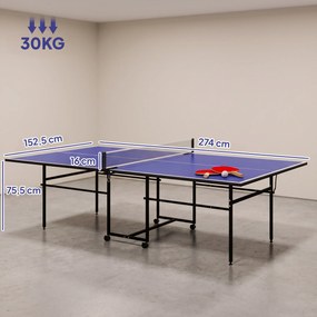 Stůl na stolní tenis SPORTNOW, čtvrtkruhový skládací stůl na stolní tenis s kolečky, sada na stolní tenis se 2 pálkami na stolní tenis, 3 míčky, venk…