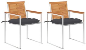 Zahradní židle s poduškami 2 ks masivní akáciové dřevo a ocel 3061503