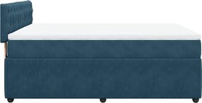 Box spring postel s matrací modrá 140 x 190 cm samet 3290044
