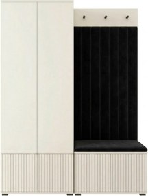 Předsíňová stěna RAYO 1 s čalouněnými panely, 140 cm, kašmír/ černá