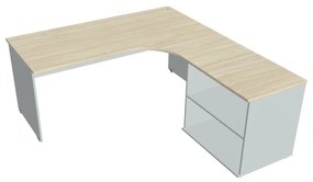 Sestava stolu a skříně levá 180 cm - Hobis Gate GE 1800 60 H L Dekor stolové desky: akát, Dekor lamino podnože: šedá