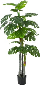 HOMCOM Umělá monstera 150 cm — realistický kmen a větve, 20 velkých listů, včetně květináče