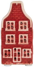 Červený keramický LED domek Lamont - 4*4*8 cm