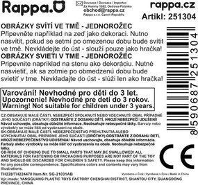 RAPPA Dekorace jednorožci svítící ve tmě / Nálepky na stěnu a nábytek