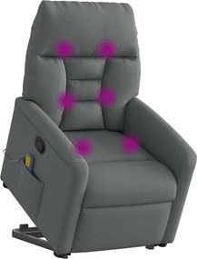 Zvedací masážní polohovací křeslo tmavě šedé textil 3303043