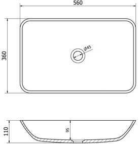 Mexen Megan, skleněné umyvadlo na desku 56 x 36 x 11 cm, stříbrná, 24135611