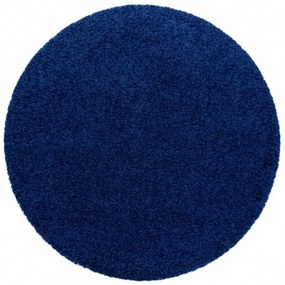 Kusový koberec Shaggy Sofia tmavě modrý kruh 120cm 120cm