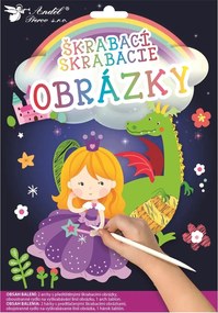 Anděl Přerov Škrábací obrázky princezna, 2 archy 16,5 x 21 cm