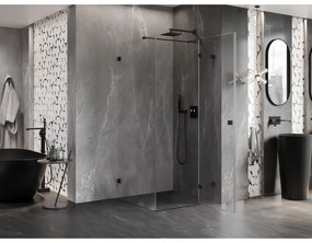 Mexen Lunar T výklopný sprchový kout pravý 120 x 120 cm, čiré sklo, černá matná, 834T-120-120-70-00-P