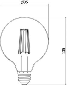 Mexen Vintis, LED žárovka E27, G95, 10W, Neutrální - 4000K, 1320 lm, čirá - L157-E27-1040-00