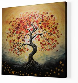 Obraz na plátně - Strom života s červenými kvítky FeelHappy.cz Velikost obrazu: 140 x 140 cm
