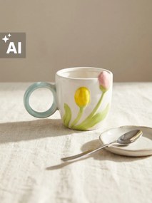 Sinsay - Hrnek s motivem tulipánů - vícebarevná