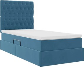 Postel s úložným prostorem a matrací Tmavě modrá 100 x 200 cm 3372073