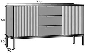 Eltap Komoda Meorati 150 Černý/Dub Artisan