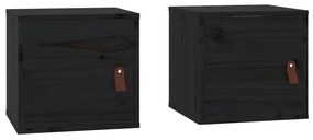818364 vidaXL Nástěnné skříňky 2 ks černé 31,5x30x30 cm masivní borové dřevo