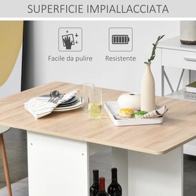 HOMCOM Skládací Konzolový Stůl s Úložným Prostorem, Kavový Stolek pro Obývací Pokoj a Kuchyň, Skládací Stůl, Úspora Místa, Dřevěná Barva a Bílá, 118x…