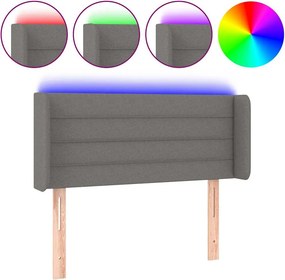 Čelo postele s LED tmavě šedé 93 x 16 x 78/88 cm textil 3123359