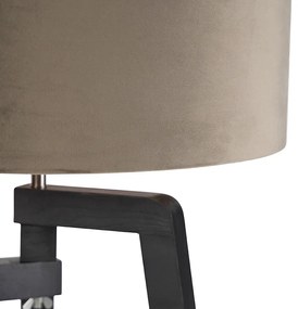 Stojací lampa stativ černá s tupým odstínem a zlatem 50 cm - Puros