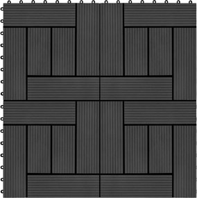 vidaXL 22 ks terasové dlaždice 30 x 30 cm 2 m² WPC [277805] Barva: Černá