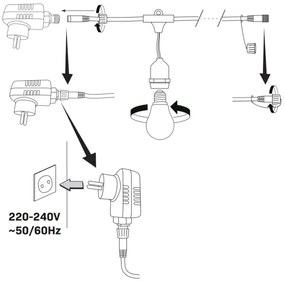 LED Venkovní dekorační řetěz PARTY NEON 7,6 m 10xE27/0,6W/36V IP44