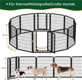 Ohrádka pro psy – černá, 12 dílů - 80 cm výška (266254015421)