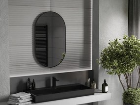 Mexen Loft oválné koupelnové zrcadlo 90 x 55 cm, černý rám - 9851-090-055-000-70