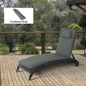 Polštářek na zahradní lehátko Outsunny s polštářem a odnímatelným potahem polyester + bavlněné vlákno šedý 198 x 53 x 5 cm