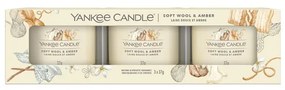 Yankee Candle Sada Votivní svíčky ve skle Soft Wool & Amber, 3 x 37 g