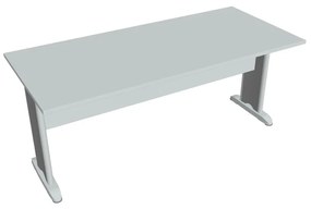 Stůl jednací rovný 180 cm - Hobis Cross CJ 1800 Dekor stolové desky: šedá, Dekor lamino podnože: šedá, Barva nohou: Stříbrná