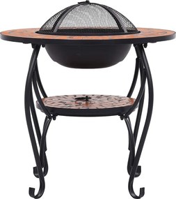vidaXL Mozaikový stolek s ohništěm terakota 68 cm keramika