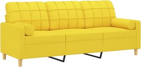 3místná pohovka s polštáři světle žlutá 180 cm textil 3200795