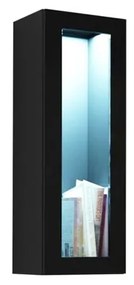Vitrína Zigo sklo 90, Osvětlení: osvětlení LED - modré, Barva: černý / černý lesk