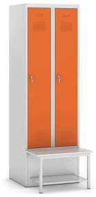 Kovos Šatní skříňka s lavičkou a policí, oranžové dveře, otočný zámek