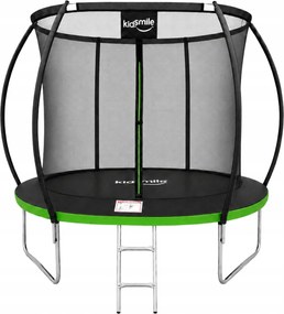 TRENDIE Trampolína s vnitřní sítí 252 cm zelená + žebřík