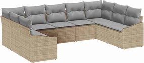 Set pohovek 9 ks Béžová polyratan 3346880