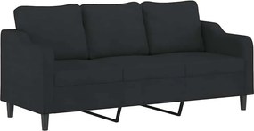 3místná pohovka s podnožkou černá 180 cm textil 3201139