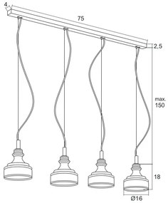 Argon 1650 - LED Lustr na lanku TULUZA 4xLED/5W/230V