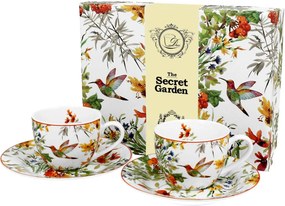 Porcelánový šálek s podšálkem Secret Garden 90 ml set 2ks
