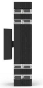 Exteriérové ​​nástěnné svítidlo Vini, 1x skleněné/černé hliníkové stínítko, (29,5 cm)
