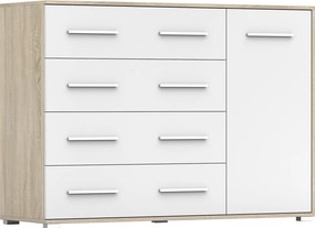 IDZ Komoda FRIDA 02 1D4S, 135 cm Bílá / Dub Sonoma