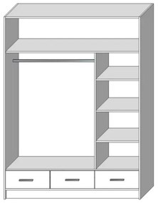 Šatní skříň se zrcadlem SANNA 150x215 cm dub sonoma