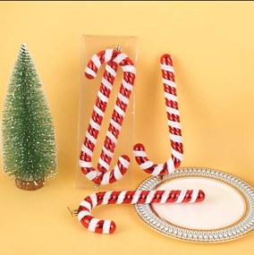 Sada vánočních ozdob na stromeček, Candy cane, lízatko, 2ks, 24cm, různé barvy na výběr Barva: Červená