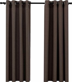 Zatemňovací závěsy s kroužky vzhled lnu 2 ks taupe 140 x 175 cm 321200
