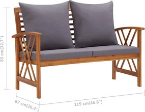 Zahradní lavice s poduškami 119 cm masivní akáciové dřevo 310271