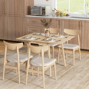 HOMCOM Rozkládací jídelní stůl Kuchyňský stůl pro 2-4 osoby ze dřeva 110 x 86 x 75 cm ideální do malých místností v přírodní barvě