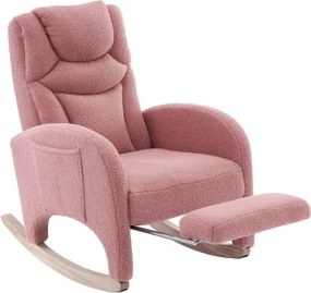 Aosom Houpací křeslo Relax s područkami, čalouněné a ergonomické, do obývacího pokoje a ložnice, 66x96-125,5x99 cm, růžové